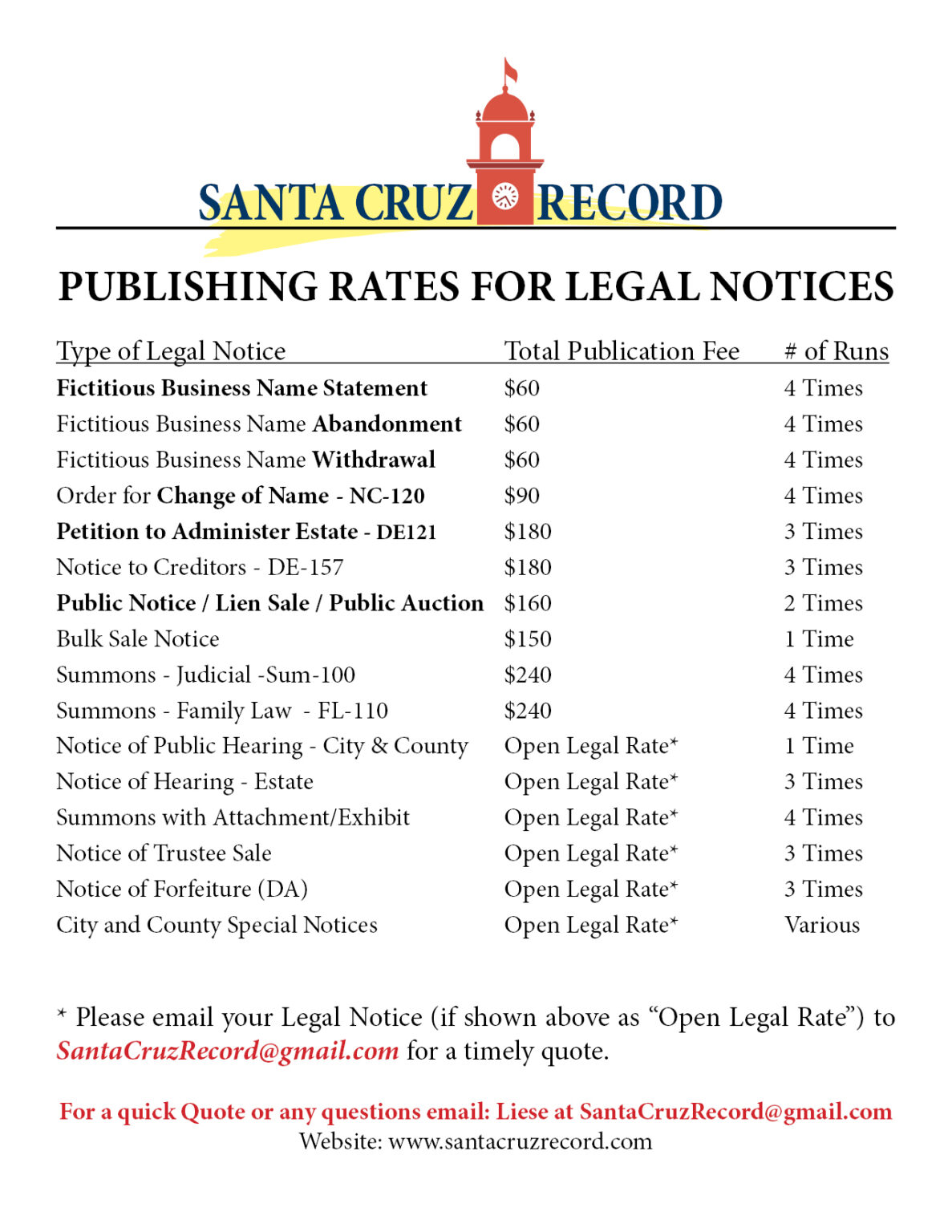 Publish A Legal Notice | Santa Cruz Record